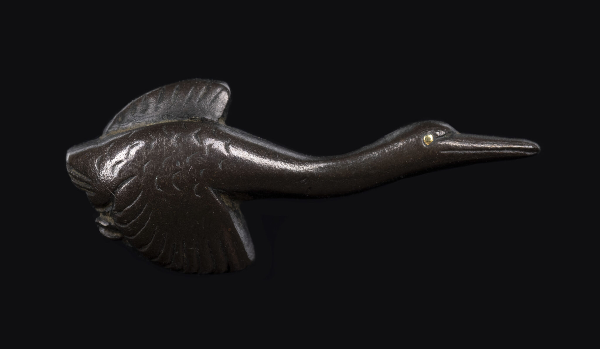 Rare Misumi Menuki of Geese in Flight - Legacy Arts